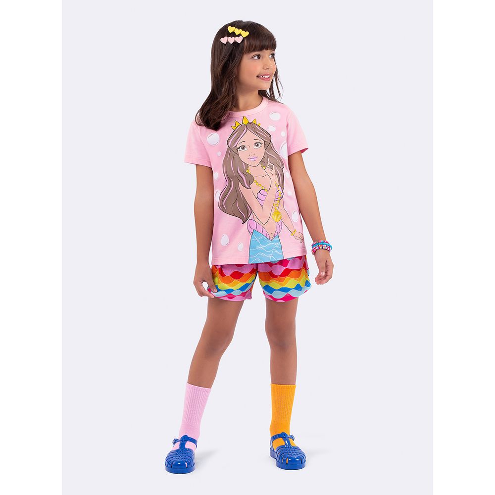 Pijama Manga Curta Infantil Sereia Useveggi
